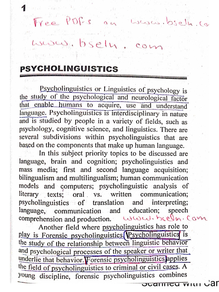 Psycholinguistics 1 | PDF