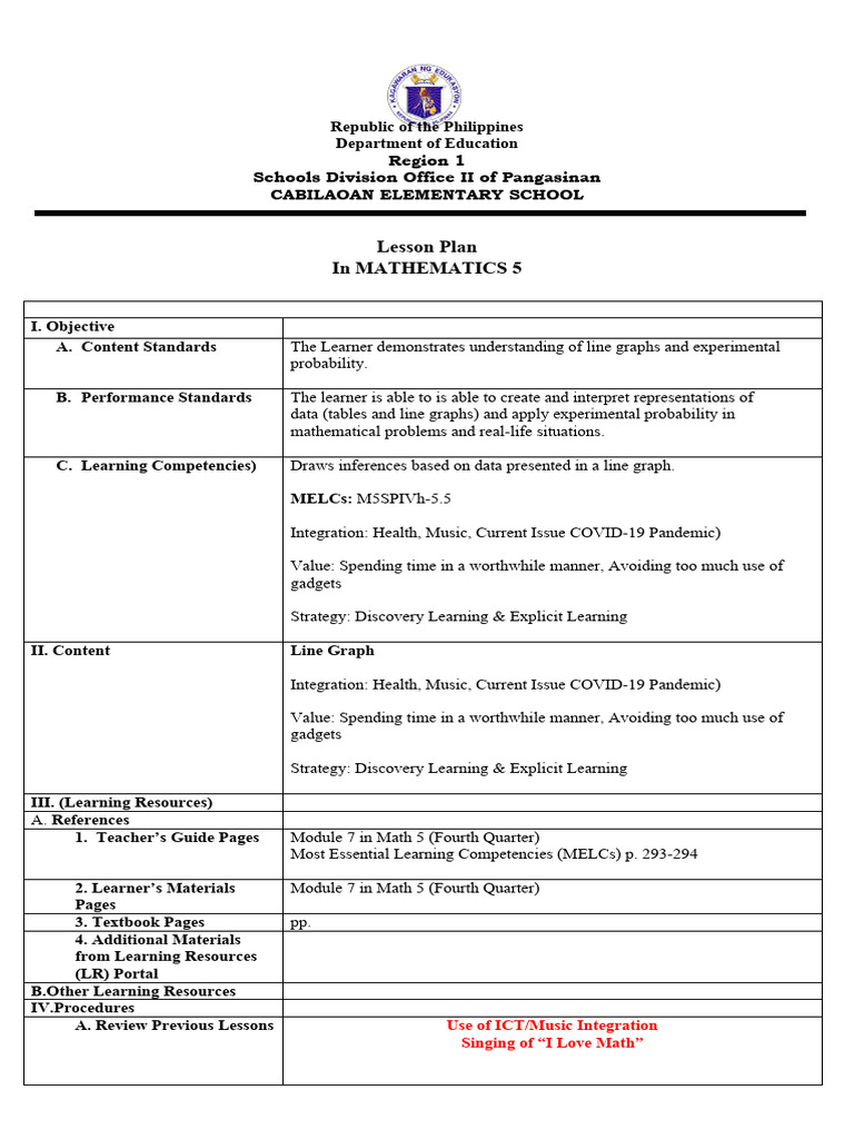 C0-Lesson-Plan-Math 5 - Line Graph | PDF | Mathematics | Learning