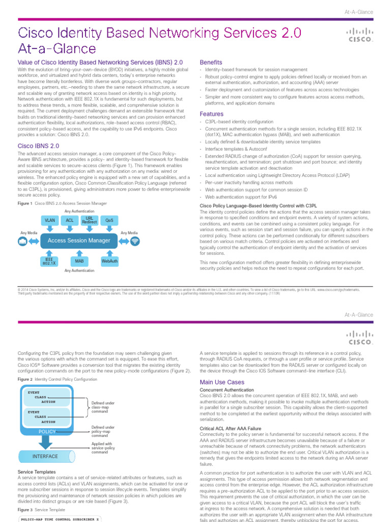 Cisco Identity Based Networking Services 2.0 At-a-Glance | PDF | Radius ...
