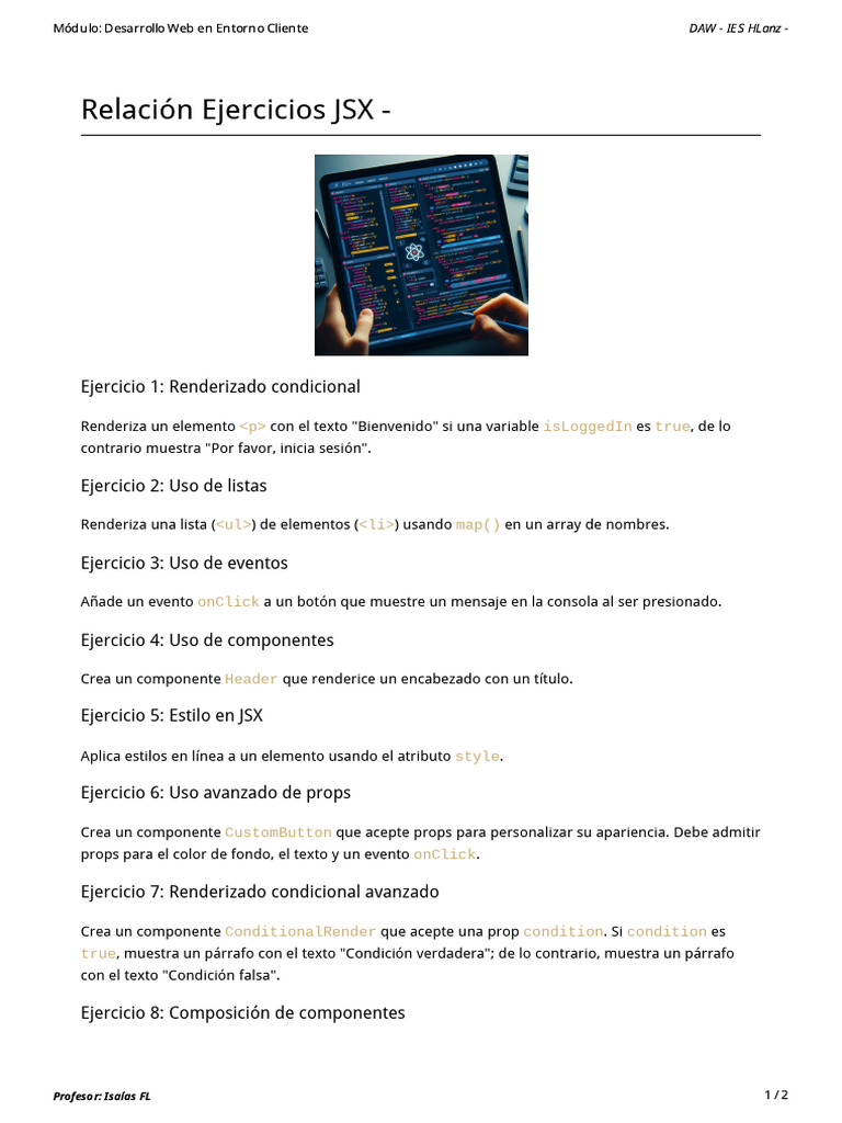 Relación Ejercicios JSX | PDF | Informática | Software