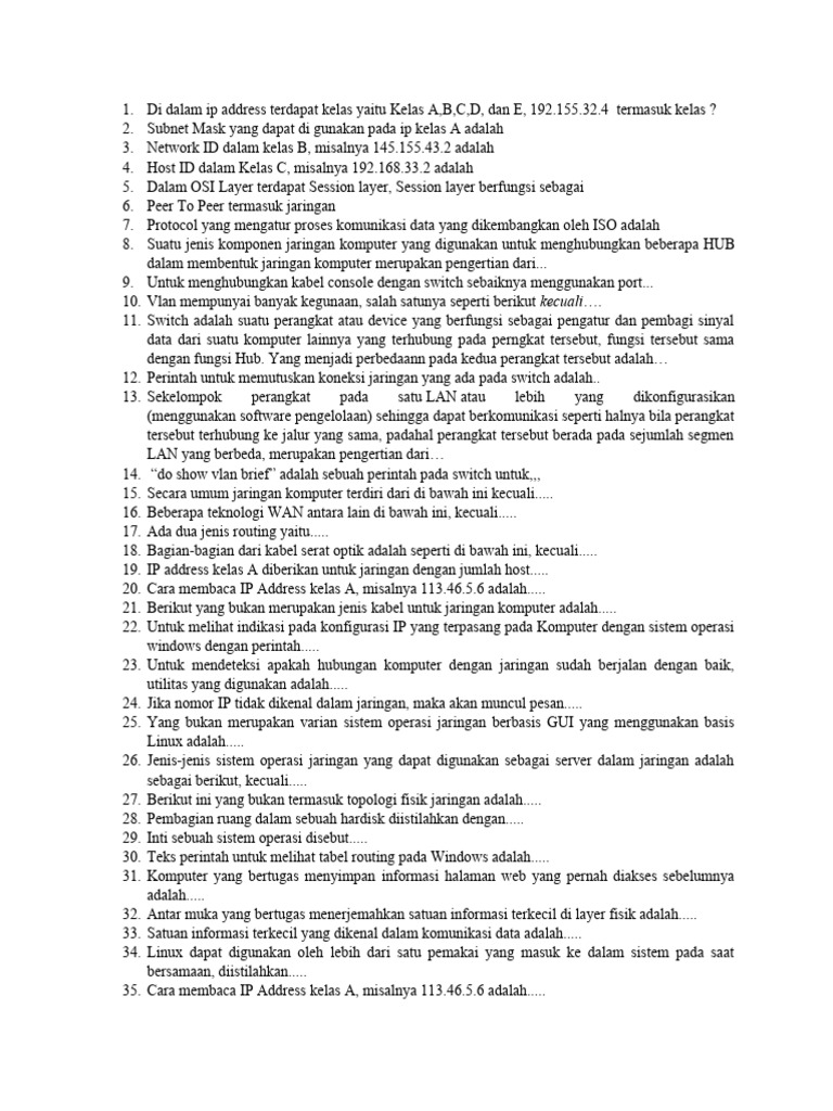 SOAL Administrasi Infrastruktur Jaringan Ok | PDF