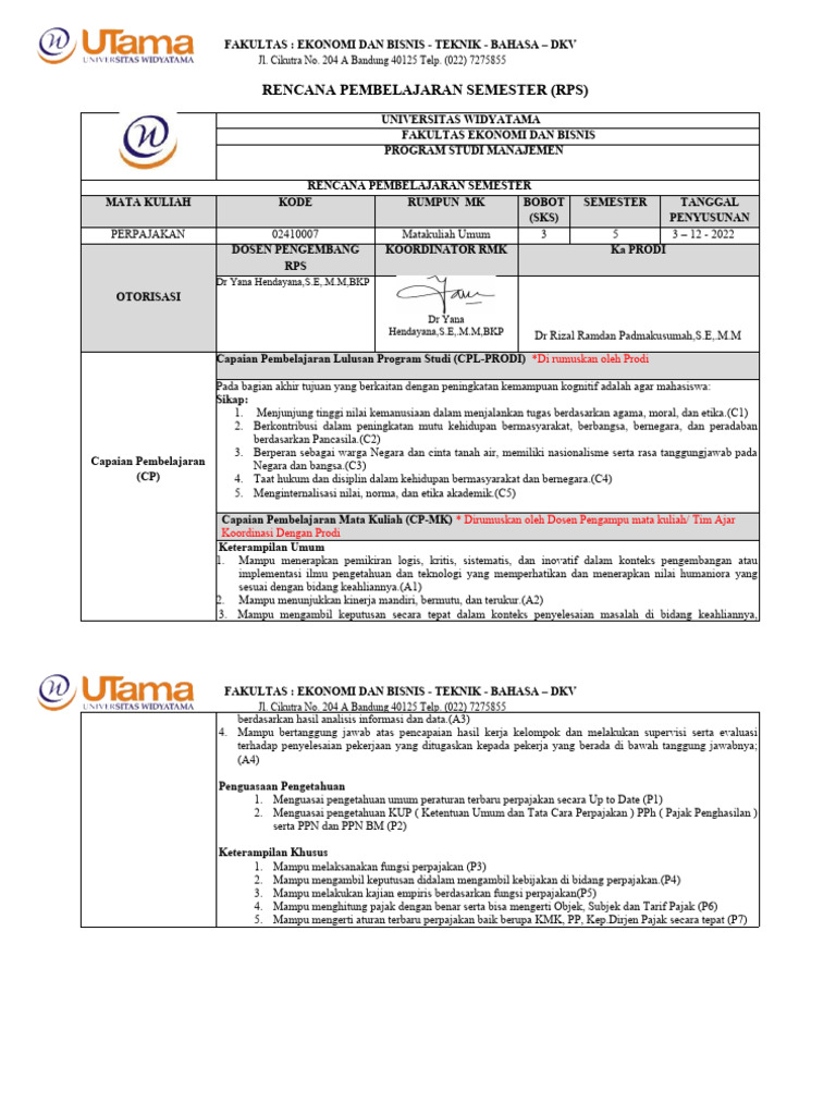 F4 - Template Rencana Pembelajaran Semester | PDF