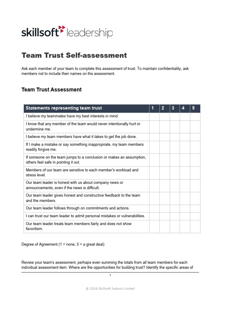Skillsoft - Team - Trust - Self - Assessment (Bs - Ald07 - A02) | PDF ...