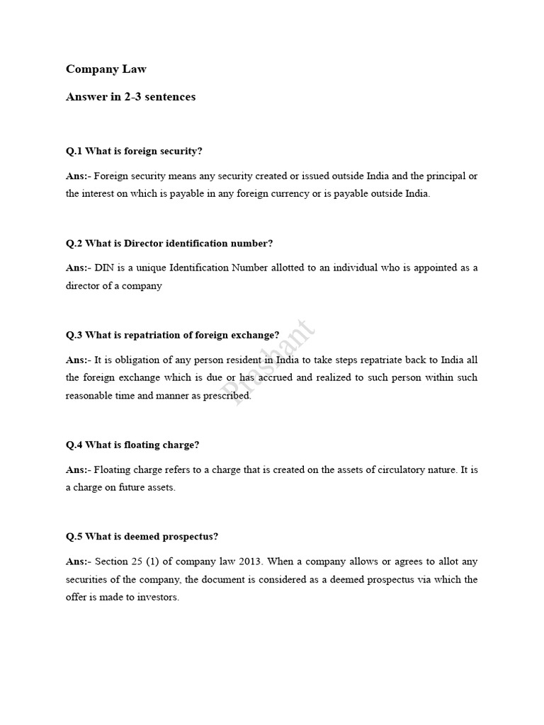 Company Law Notes | PDF | Preferred Stock | Stocks