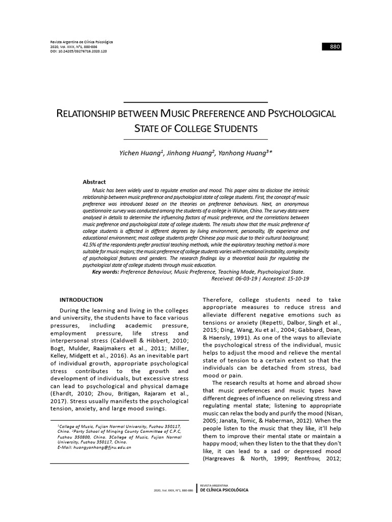 Relationship Between Music Preference and Psychological | PDF ...