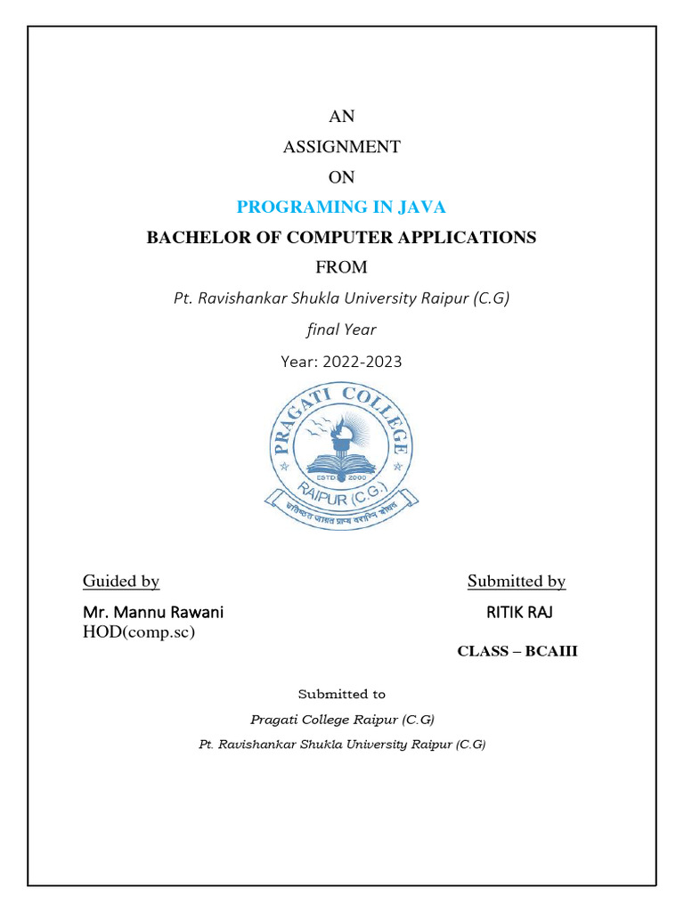 Ritikrajproject | PDF | Class (Computer Programming) | Method (Computer Programming)