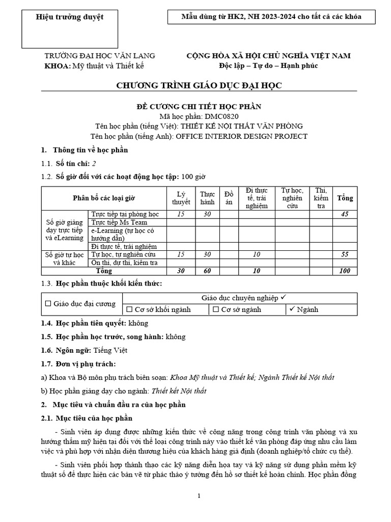 DMC0820 - Do An Van Phong - NH23-24 | PDF