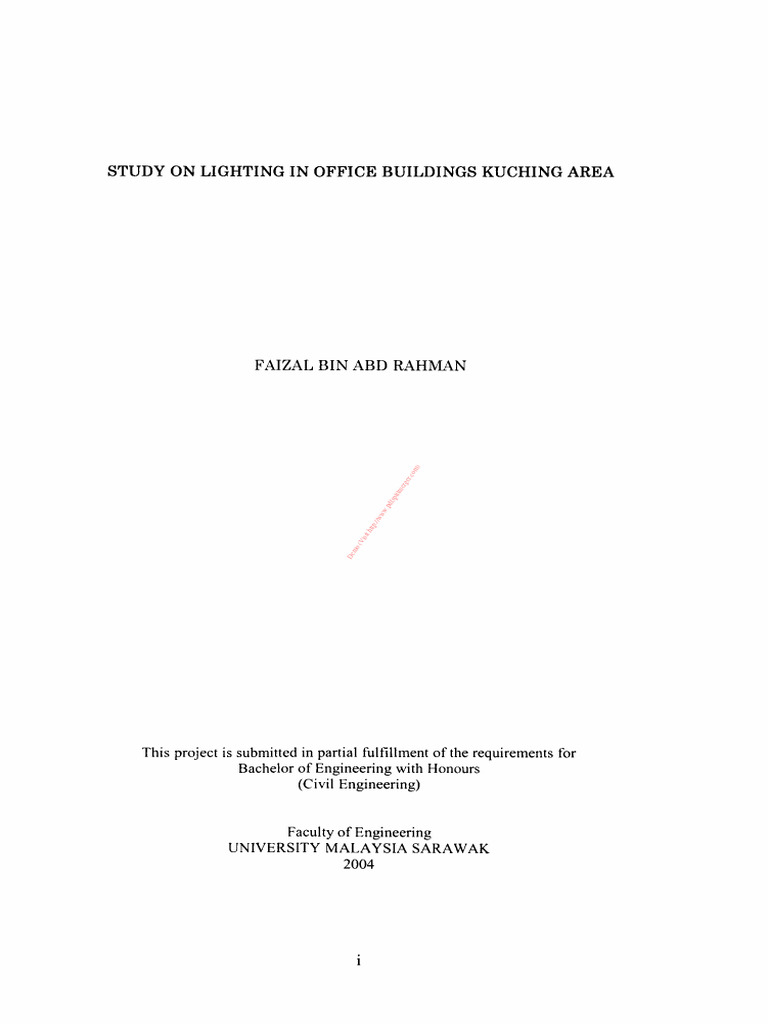 Study On Lighting in Office Buildings Kuching Area | PDF | Lighting ...