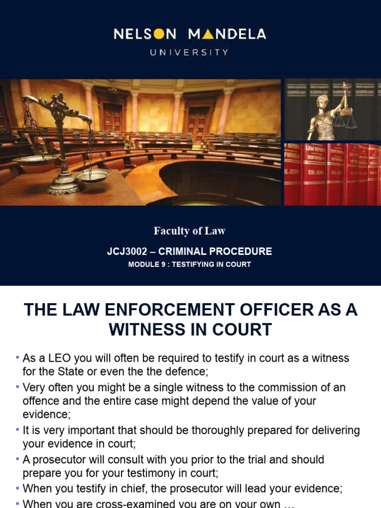 JCJ3002 - Criminal Procedure - Module 9 - Testifying in Court | PDF