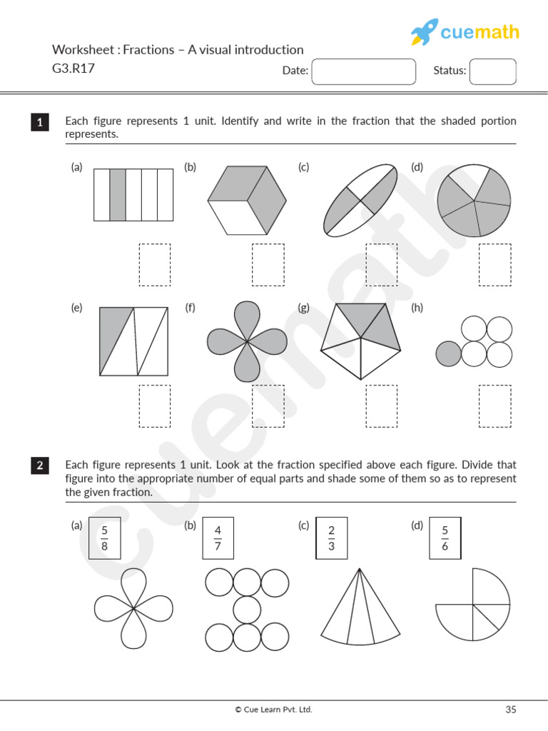Class 3 Fractions Worksheet PDF | PDF | Teaching Methods & Materials