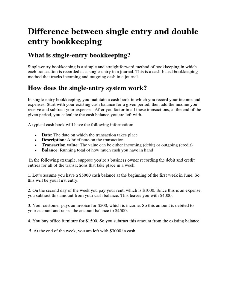 Tutorial Single Entry Versus Double Entry Bookkeeping | PDF | Bookkeeping | Debits And Credits