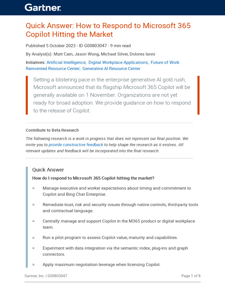 How To Respond To Microsoft 365 Copilot Hitting The Market | PDF | Microsoft | Computing