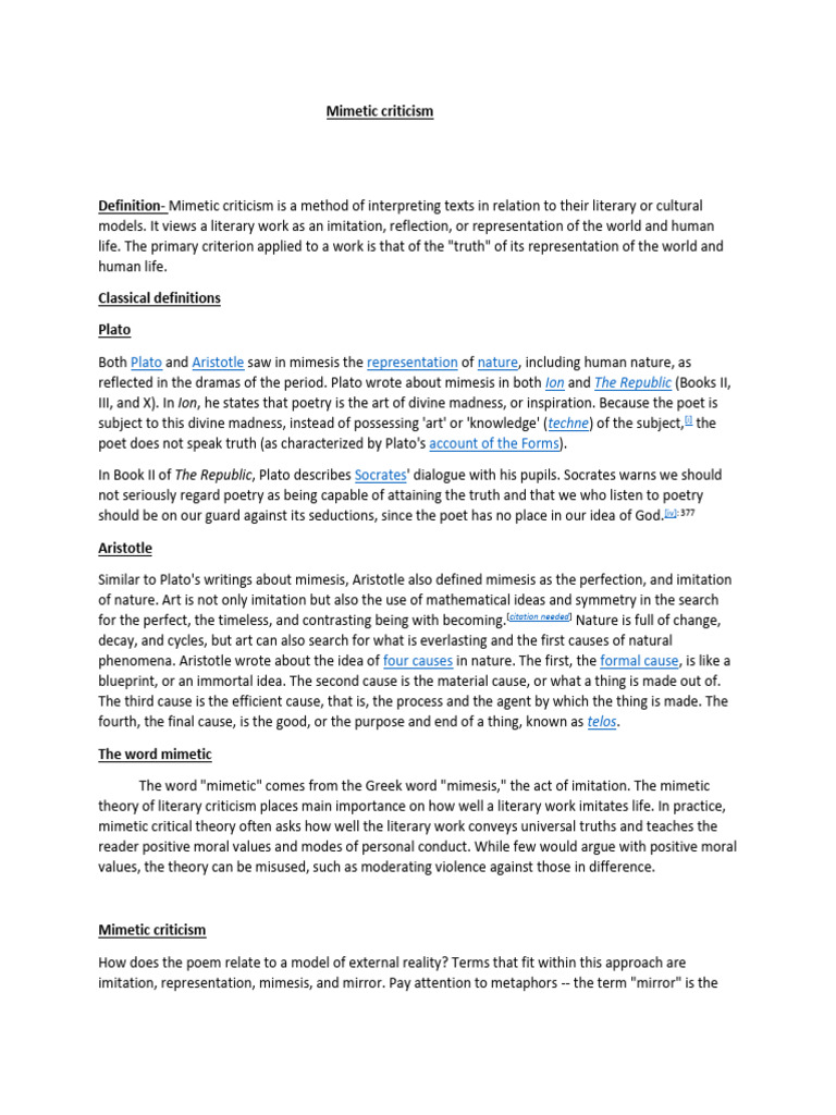 Mimetic Criticism | PDF | Classics