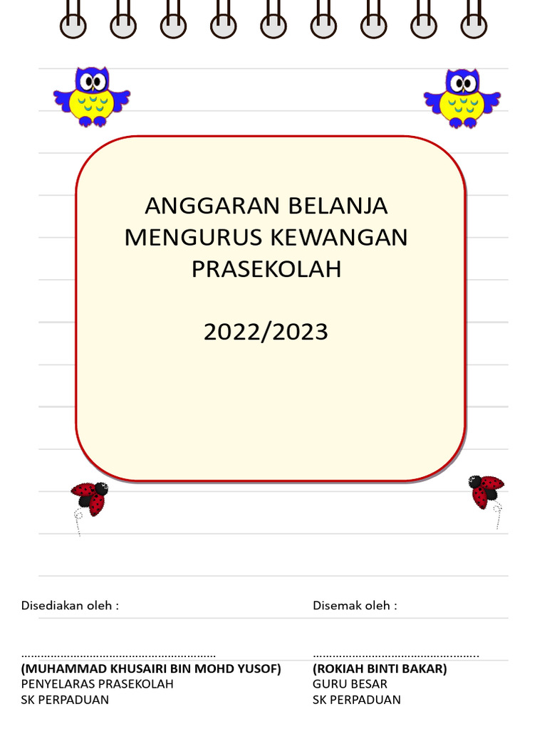 Anggaran Perbelanjaan Kewangan Prasekolah SKP 2022-2023 | PDF