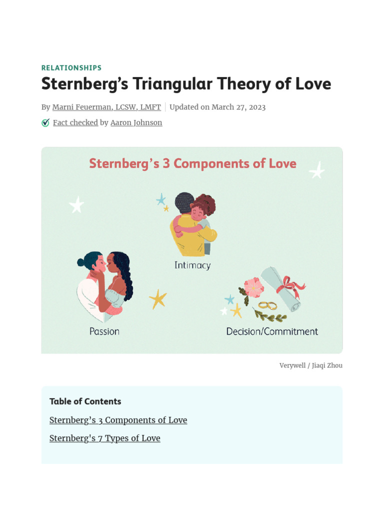 Sternbergs Triangular Theory Of Love Pdf Love Romance Love