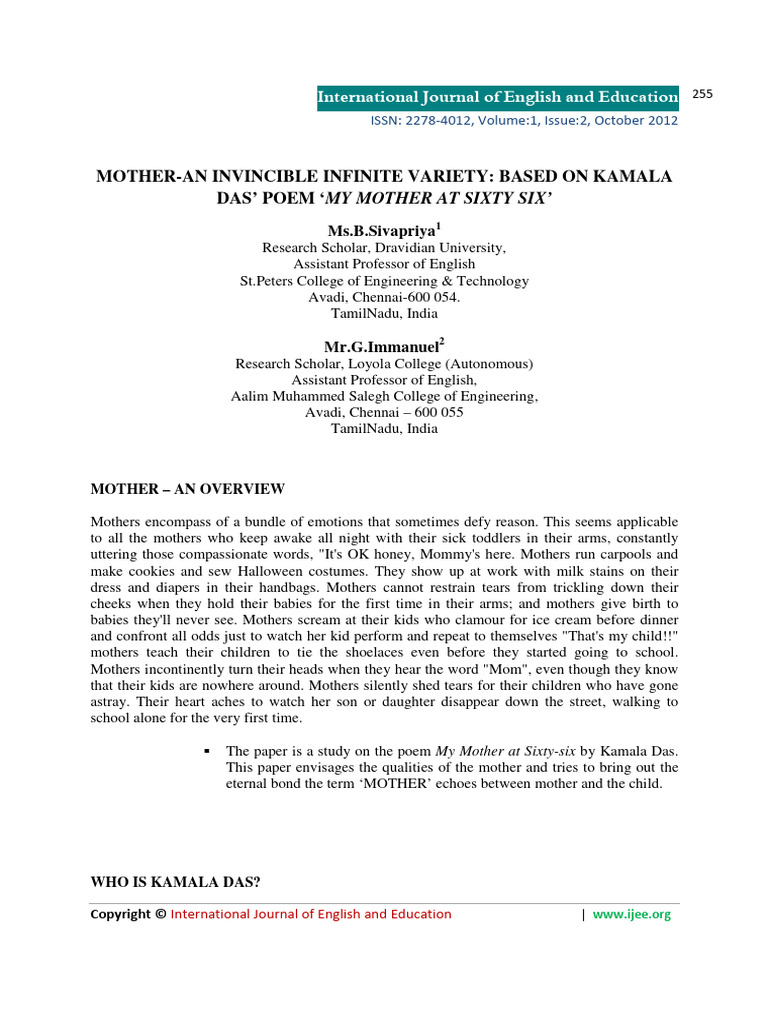 Mother An Invincible Infinite Variety Ba | PDF | Poetry