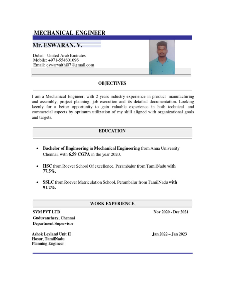 Eswaran CV | PDF