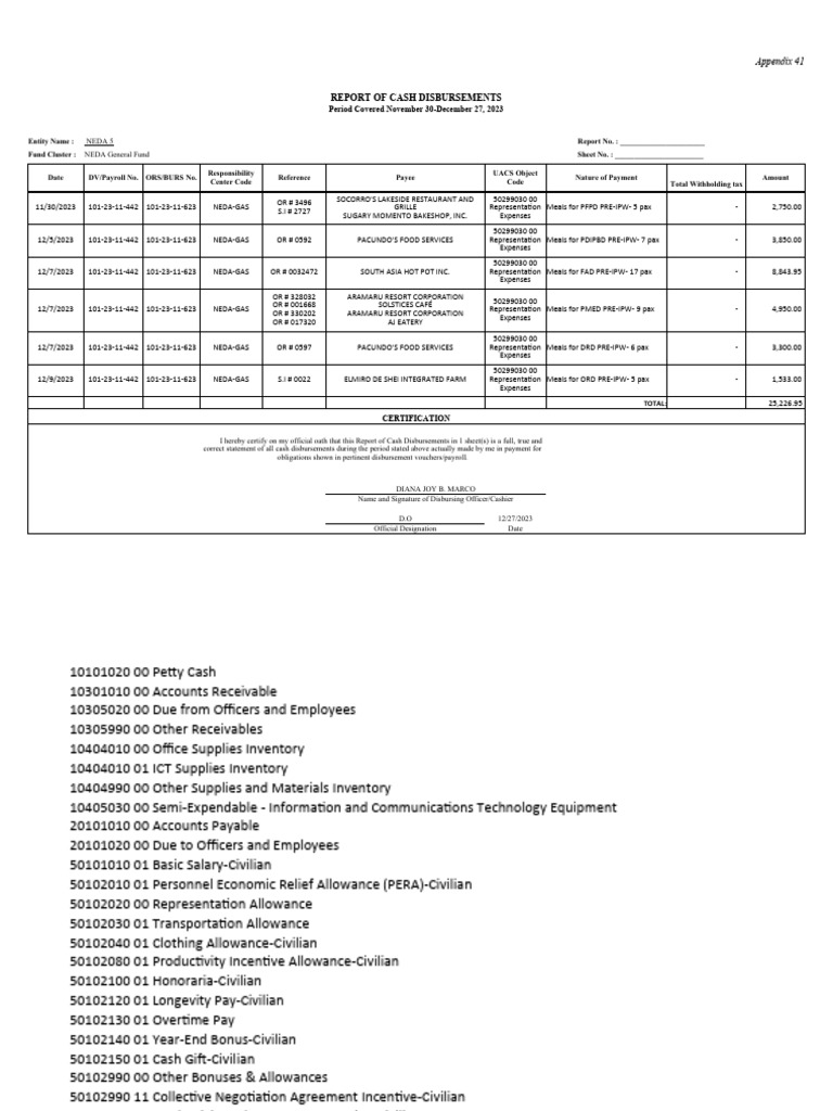Template - Report of Cash Disbursement | PDF | Service Industries | Business
