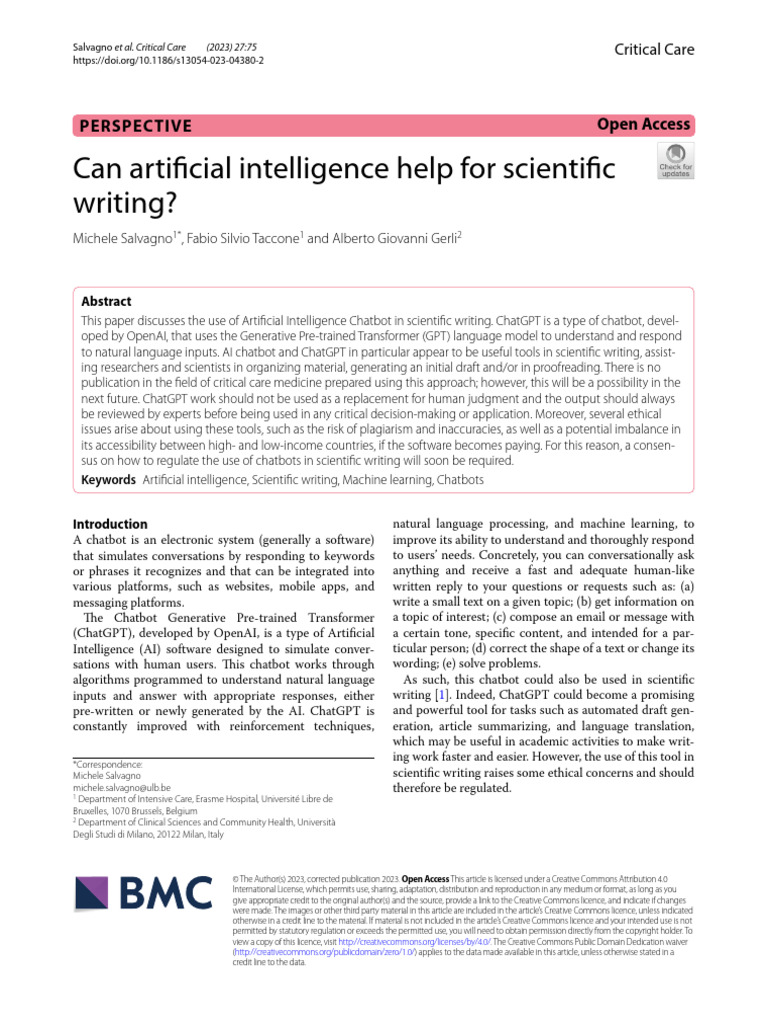 Artificial Intelligence for Scientific Writing | PDF | Artificial Intelligence | Intelligence ...