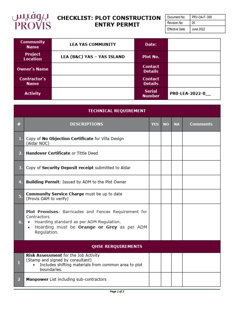 Lea Yas Checklist Plot Construction Ver.02 | PDF | Insurance | Business