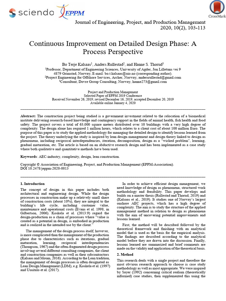1-7 Continuous Improvement on Detailed Design Phase. a Process Perspective | PDF | Design ...