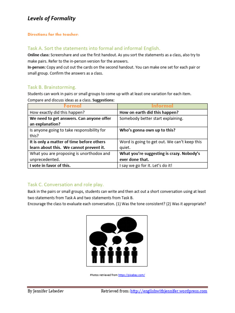 Levels of Formality - Handout 1 | Download Free PDF | Cognition | Cognitive Science