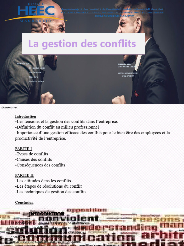 Gestion des conflits en entreprise | PDF | Résolution de conflit ...