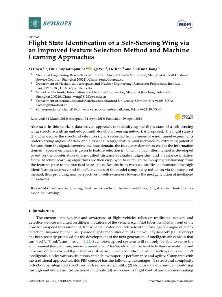 Flight State Identification of A Self-Sensing Wing | PDF | Statistical ...