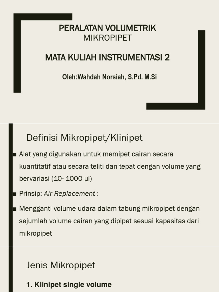 Panduan Lengkap Mikropipet dan Klinipet | PDF