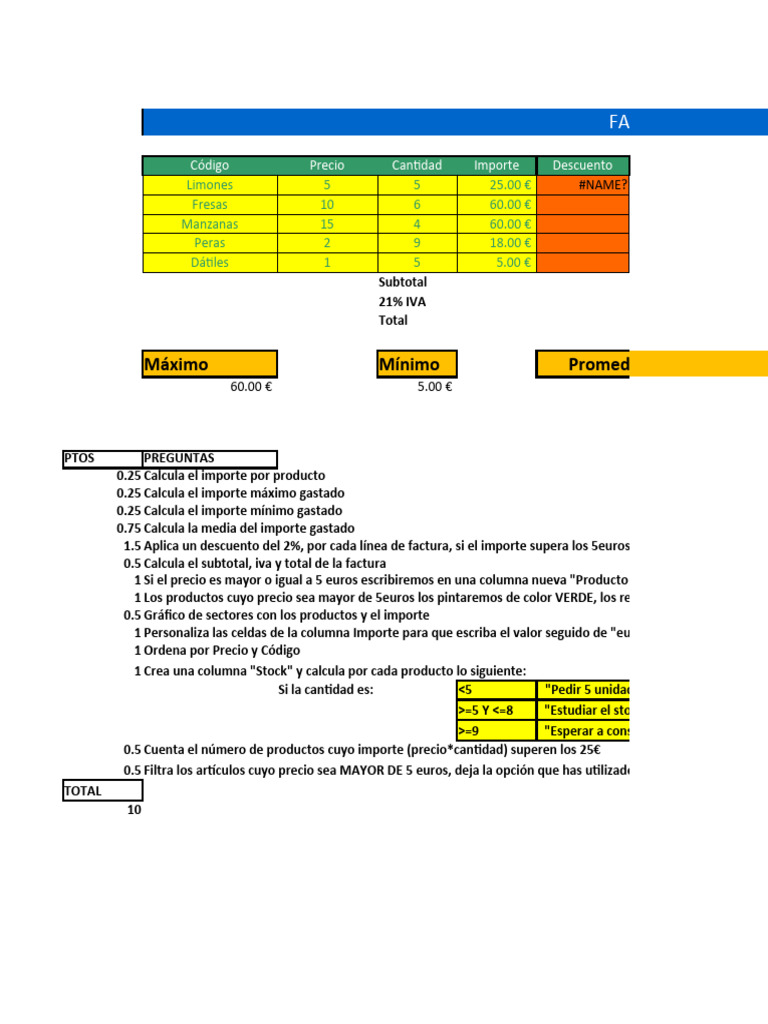 Simulacro Práctica Evaluable Excel | PDF