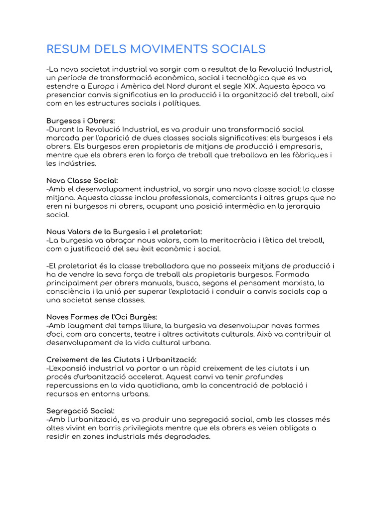Resum Dels Moviments Socials | PDF