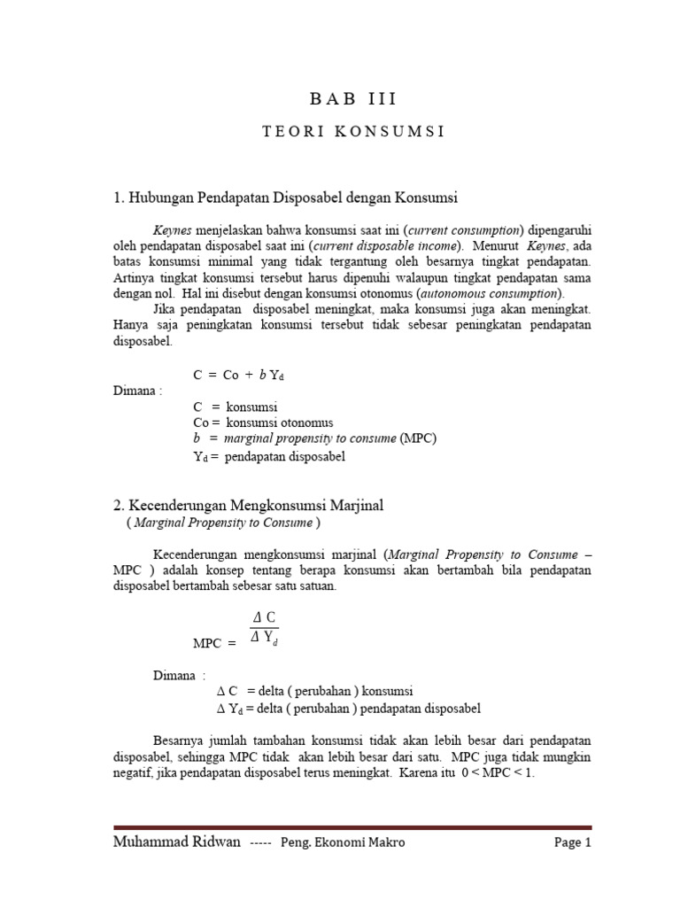 TEORI KONSUMSI | PDF
