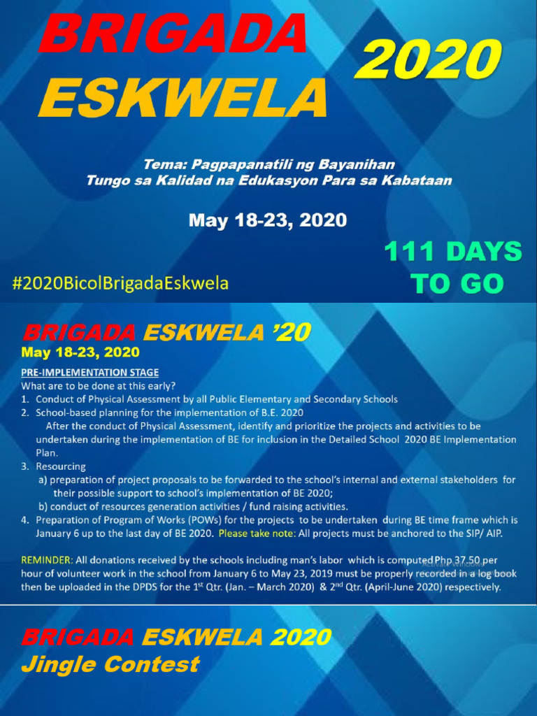 Brigada Eskwela 2020 Jingle Contest Guide | PDF | Sports & Recreation