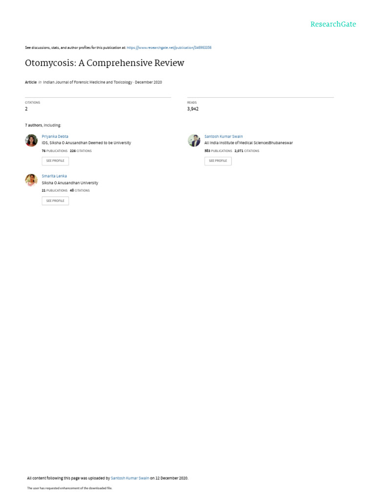 Otomyco InFT | PDF | Infection | Diseases And Disorders