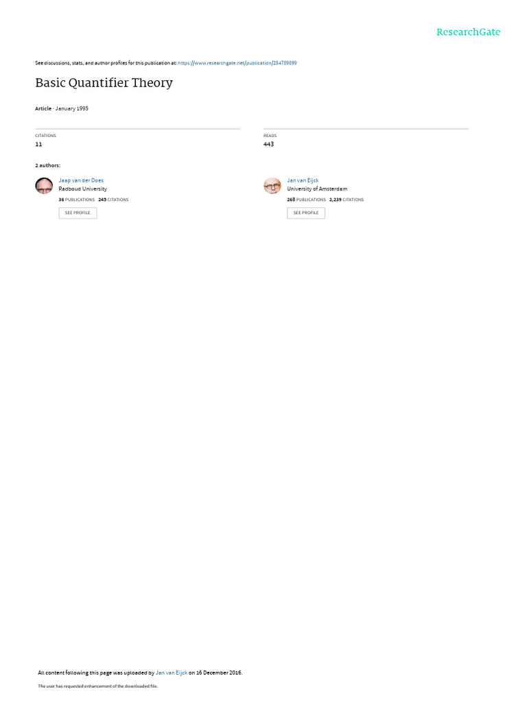 Basic Quantifier Theory | PDF