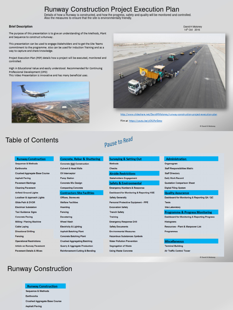 Runway Construction Execution Plan | PDF | Road Surface | Concrete