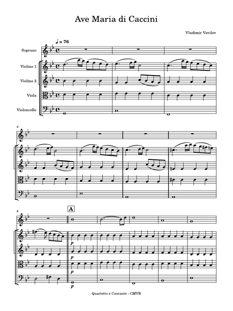 Ave Maria Caccini - String Quartet | PDF