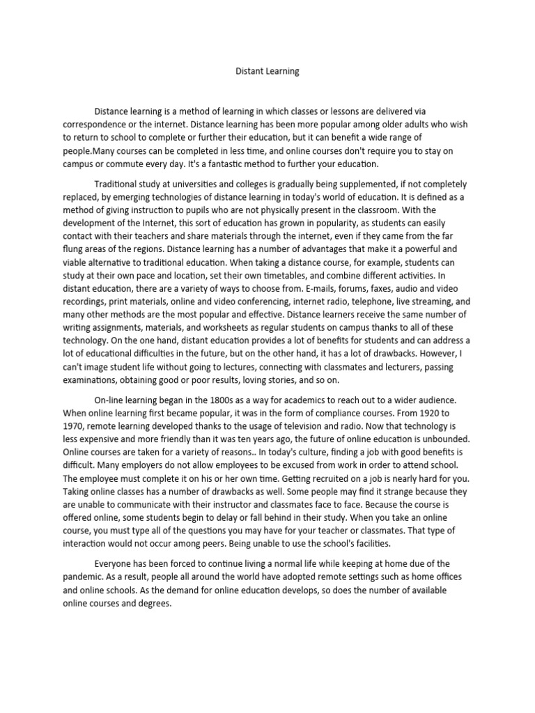 Distant Learning | PDF | Distance Education | Educational Technology
