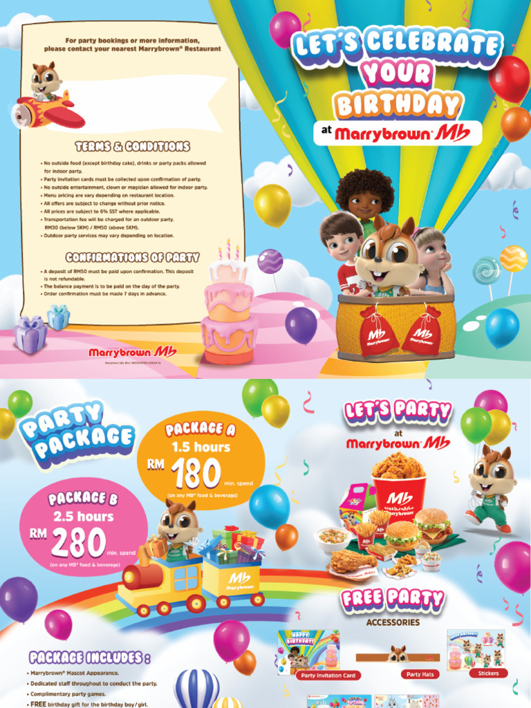 Marrybrown Birthday Party Package Leaflet 2023 | PDF