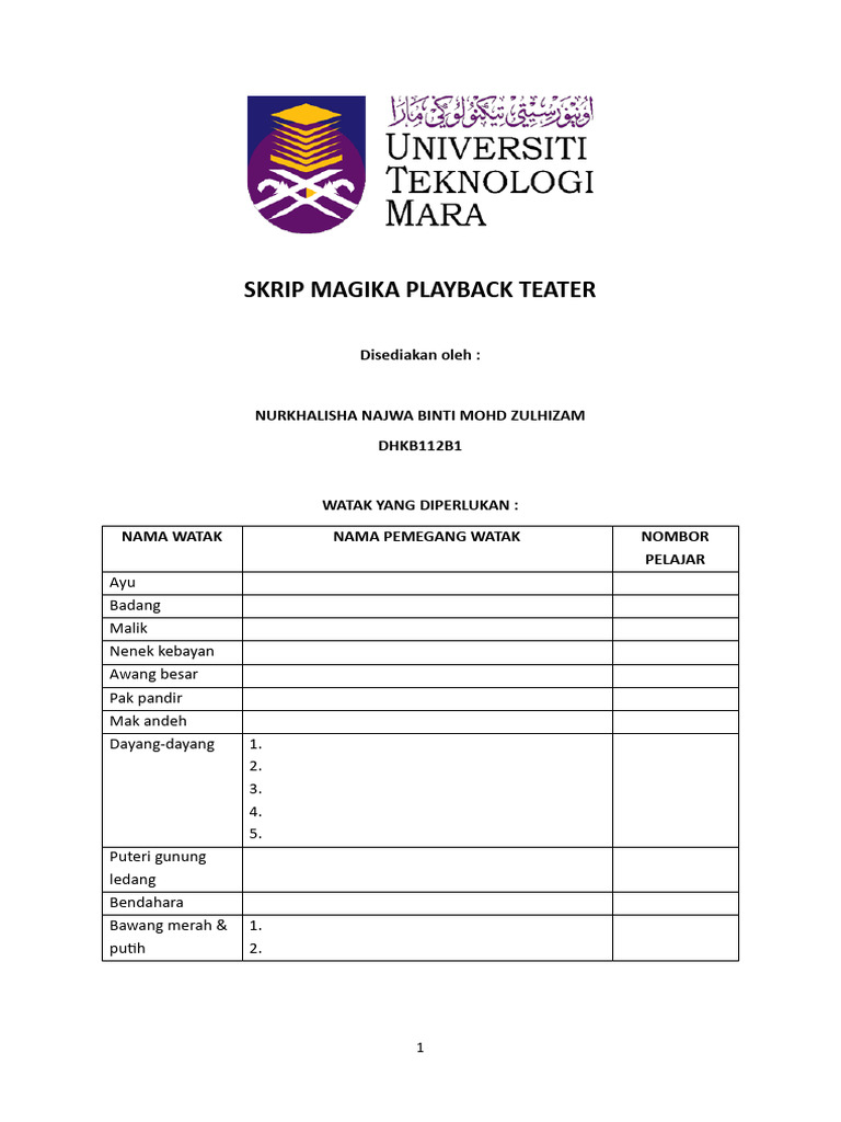 Skrip Magika Playback Teater | PDF