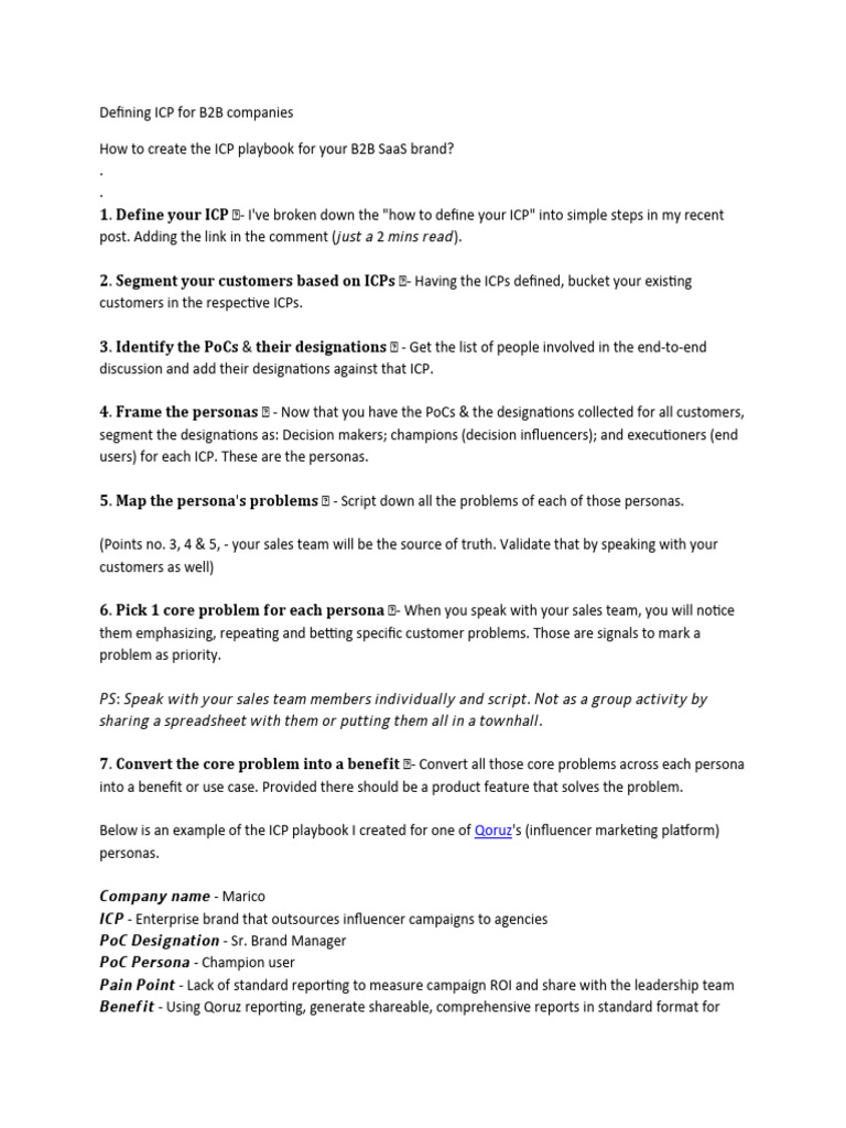 B2B SaaS ICP Playbook Guide | PDF | Business