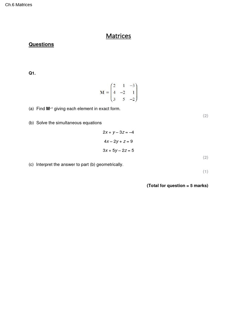 Ch.6 Matrices | PDF