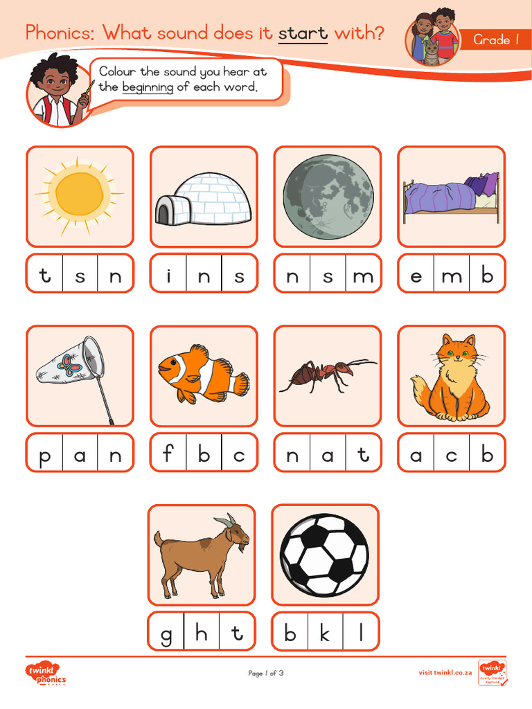 Za Hl 1678728433 Grade 1 Phonics Worksheets Beginning Middle and End Sounds Ver 2 | PDF ...