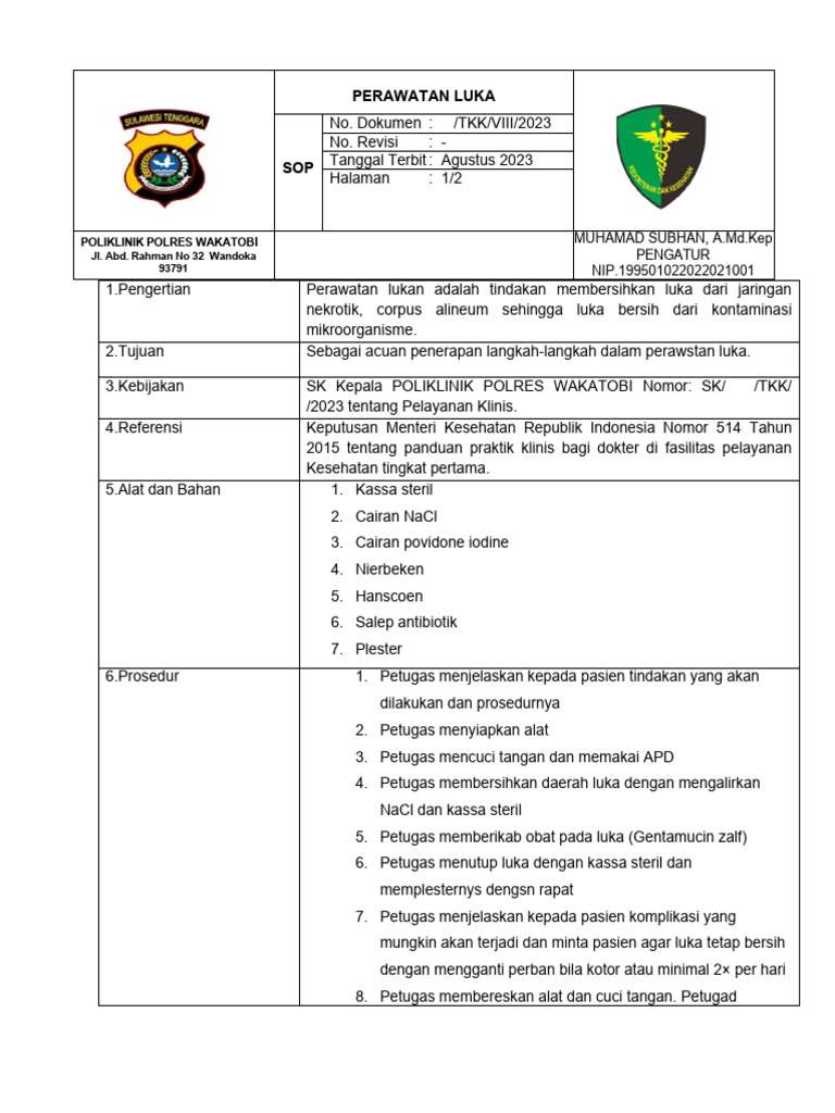 Sop Perawatan Luka | PDF