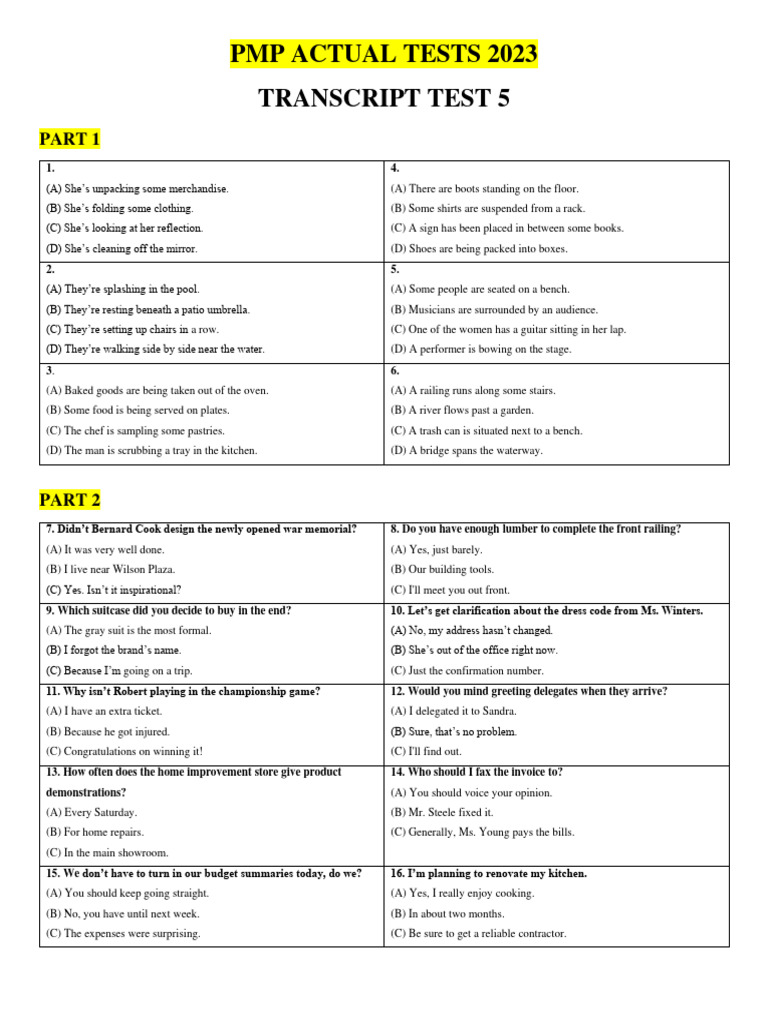 Transcript TEST 5 | PDF