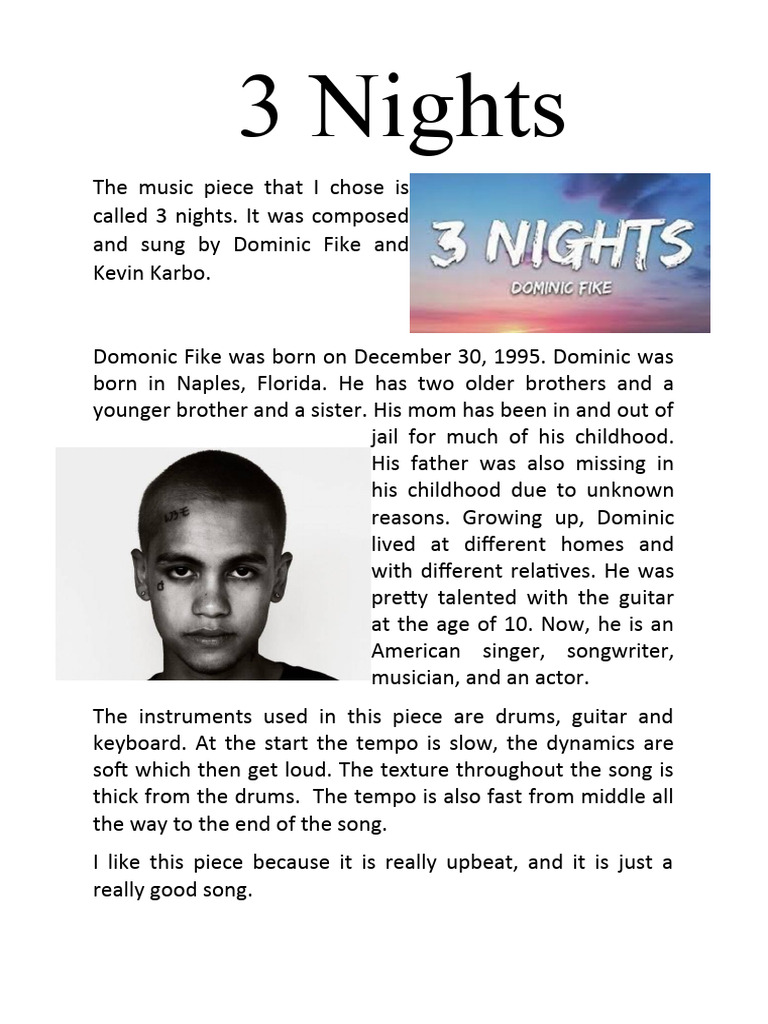Dominic Fike's "3 Nights" Overview | PDF
