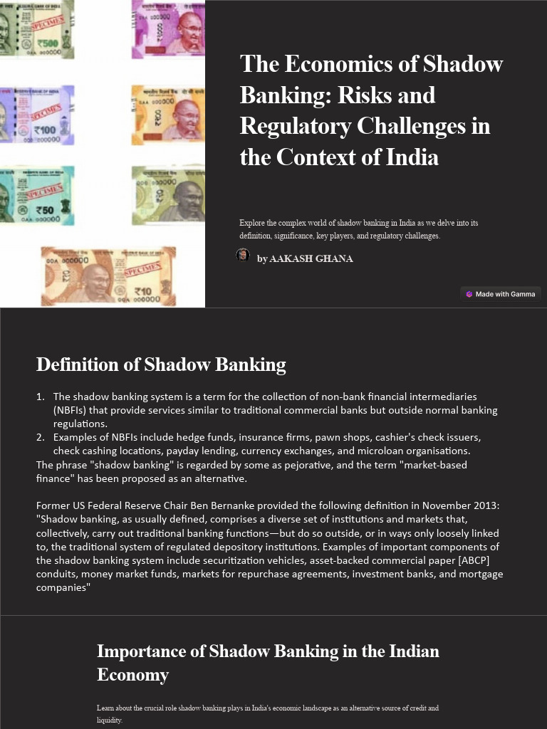 The Economics of Shadow Banking Risks and Regulatory Challenges in The ...