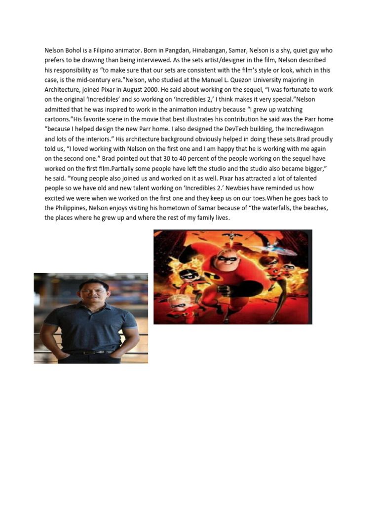 Nelson Bohol: Filipino Animator Profile | PDF | Animation