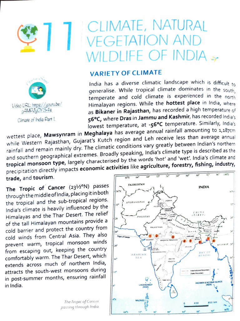 Climate and Vegetation of India | PDF | Monsoon | Rain