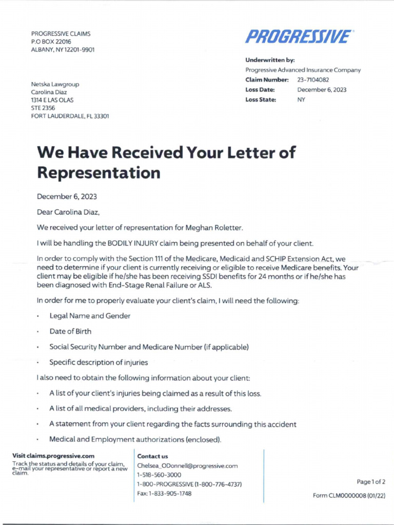 Roletter_ Progessive_Letter of Representation | PDF